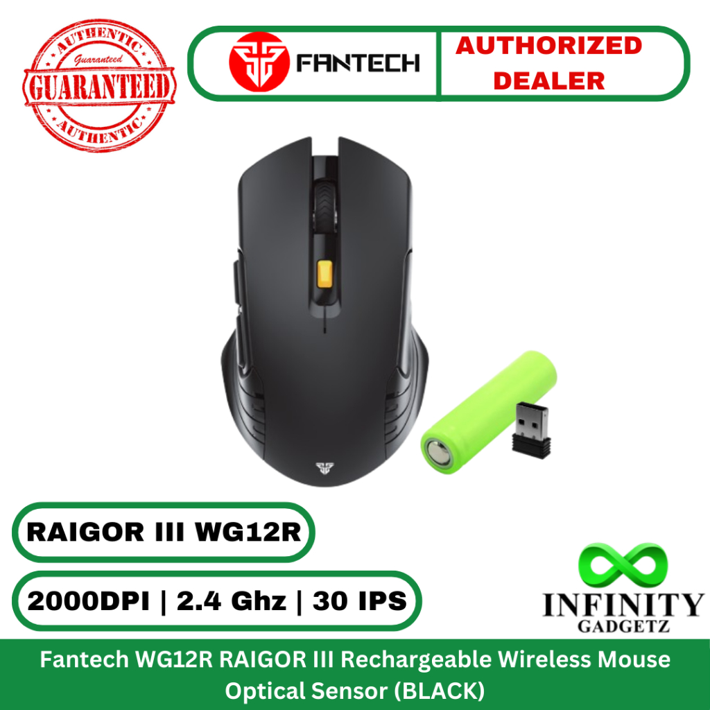 Fantech WG12R RAIGOR III Rechargeable Wireless Mouse Optical Sensor ...