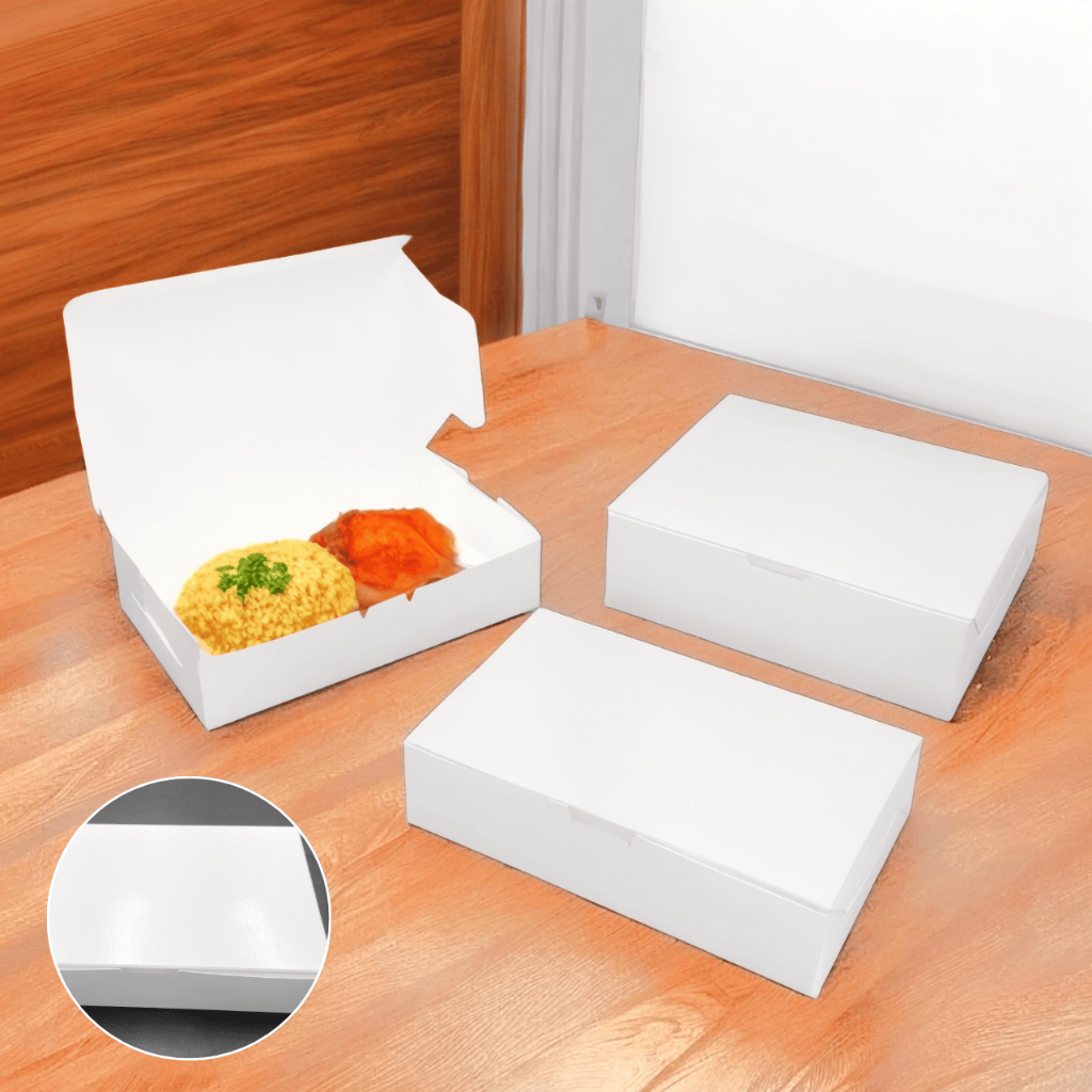 20PCS Small/Big Disposable White Paper Meal Box Glossy Food Box ...