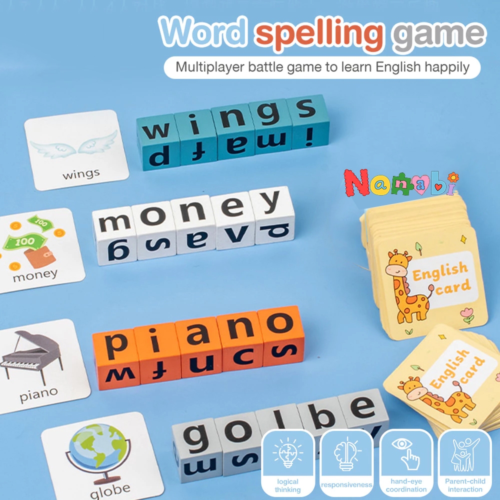 Letter Spelling Block Flash Cards Game English Words Early Educational ...