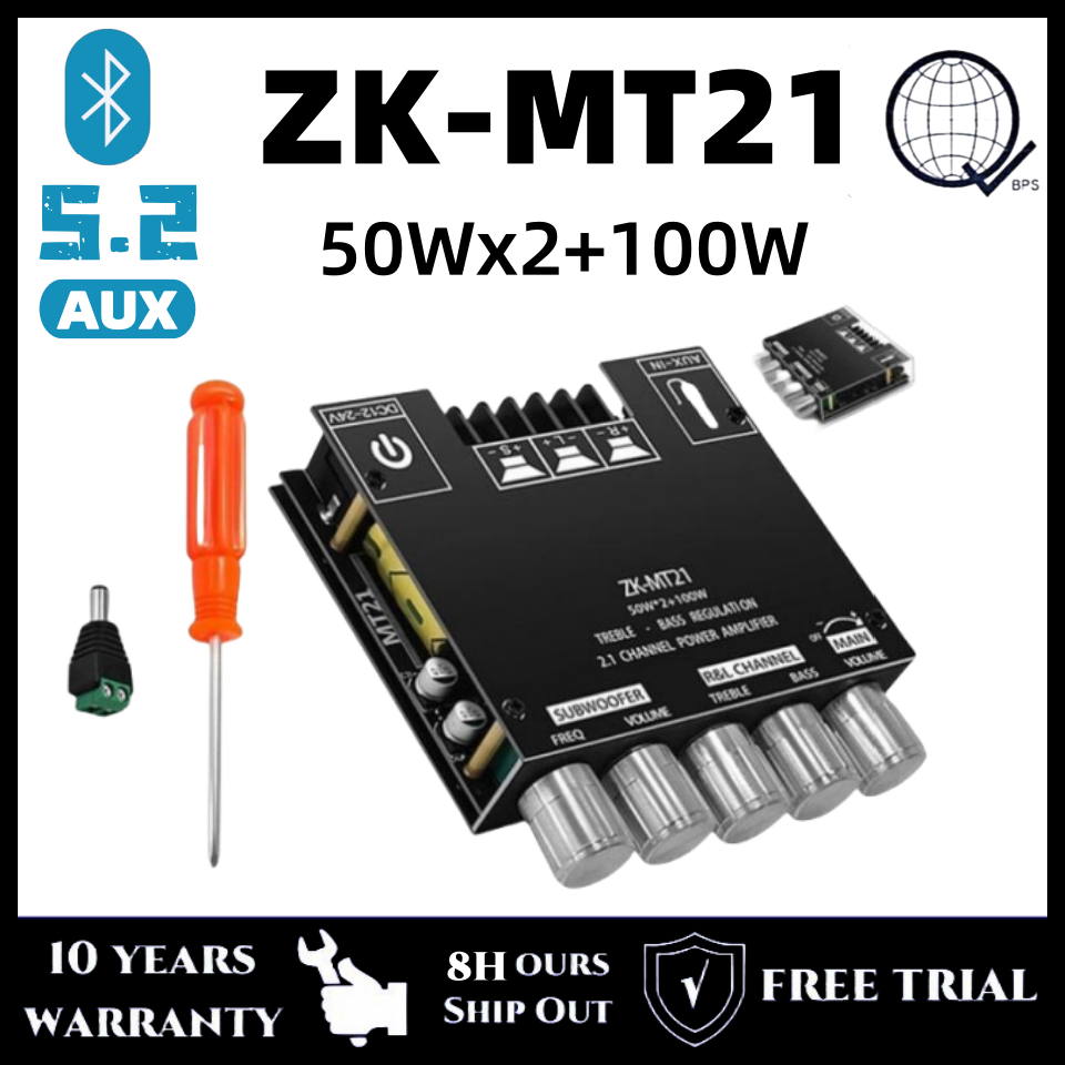 ZK-MT21 2.1 Channel 50Wx2+100W Bluetooth 5.0 Subwoofer Amplifier Board Power Audio Stereo Board ...