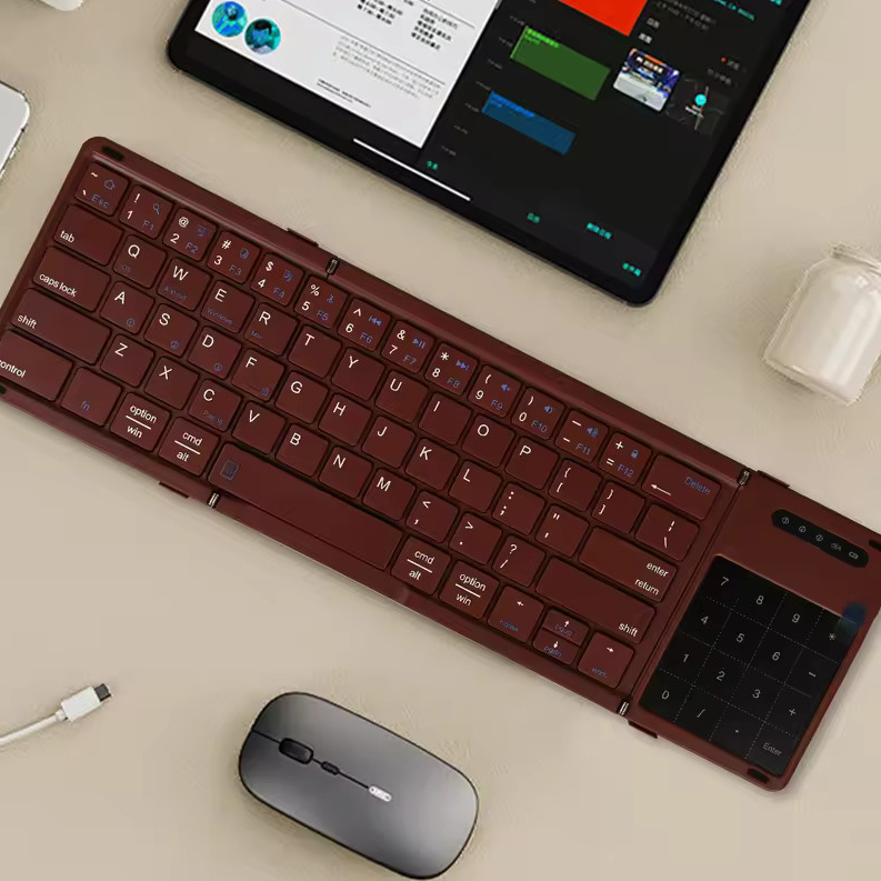 2in1 wireless Bluetooth foldable touch keyboard portable suitable for ...