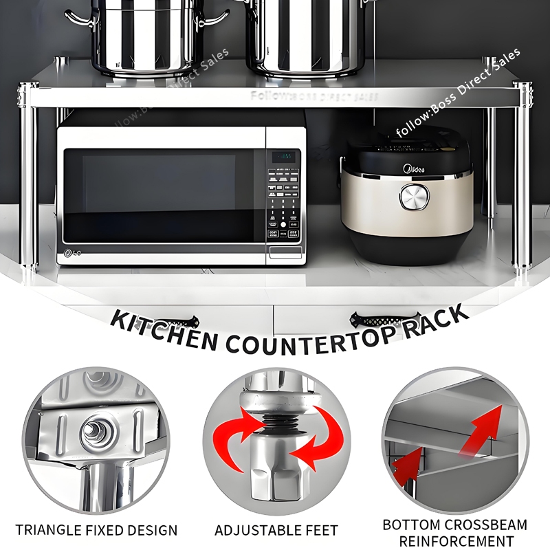 Stainless Steel Microwave Oven Rack Kitchen Storage Organizer Multi ...