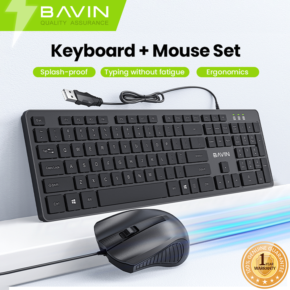 BAVIN K989 Wired Keyboard & Mouse Set Extra Durable & Splashproof ...