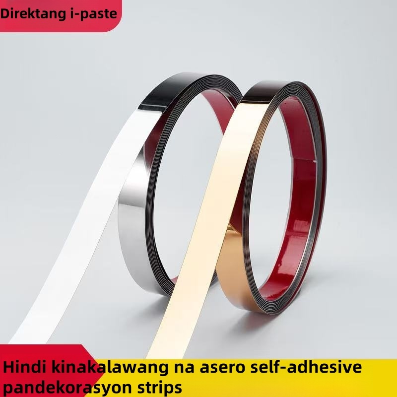 Titanium stainless steel flat self-adhesive metal strip decorative line ...