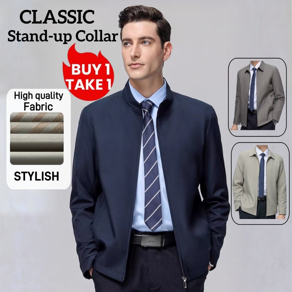 Classic Stand-up collar jacket business casual jacket bomber jacket ...