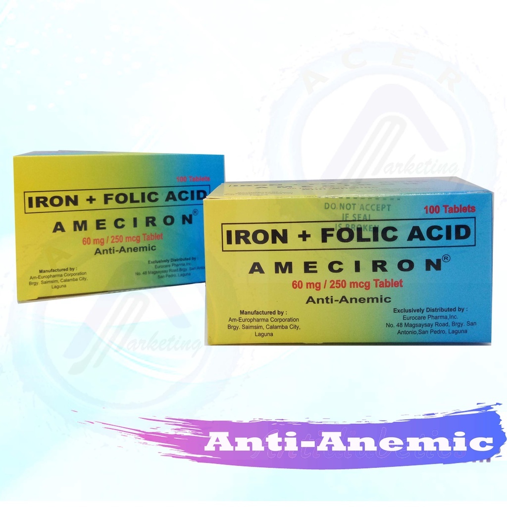 AMECIRON Iron + Folic Acid (100's/box) | Shopee Philippines