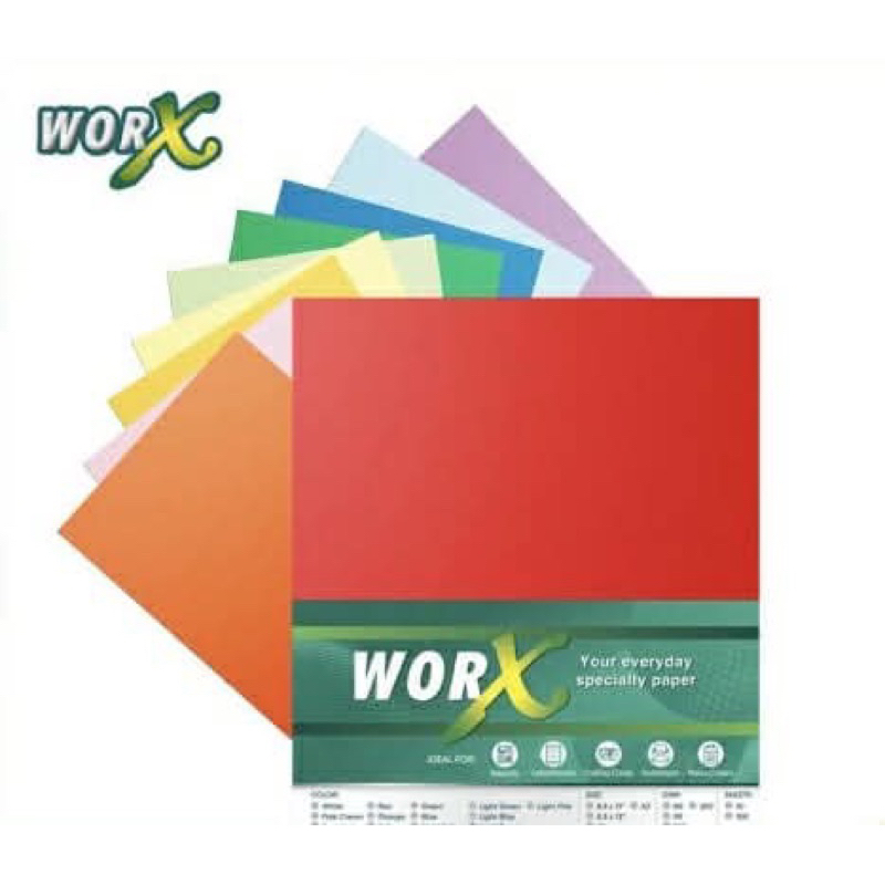 Worx Specialty/Board Paper 80GSM 100sheets (Assorted) | Shopee Philippines