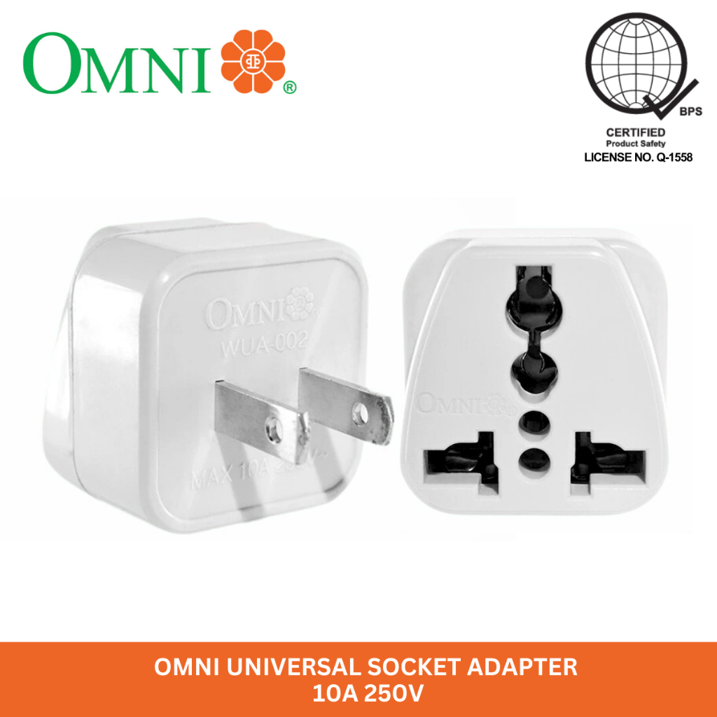 OMNI Universal Socket Adapter 10A 250V WUA-002 1 Box (12 pcs) | Shopee ...