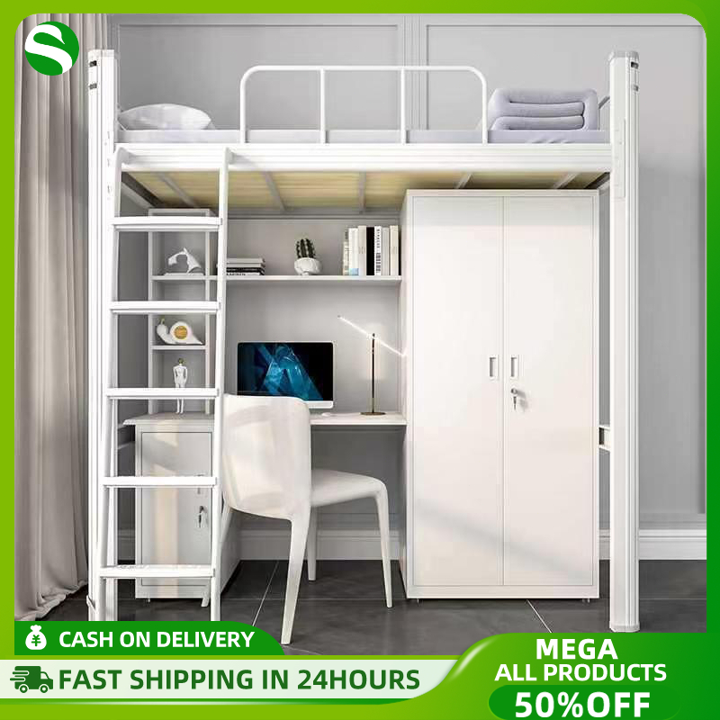 Loft Bed Frame Single Bed Frame Elevated Bed Double Deck Bed | Shopee ...
