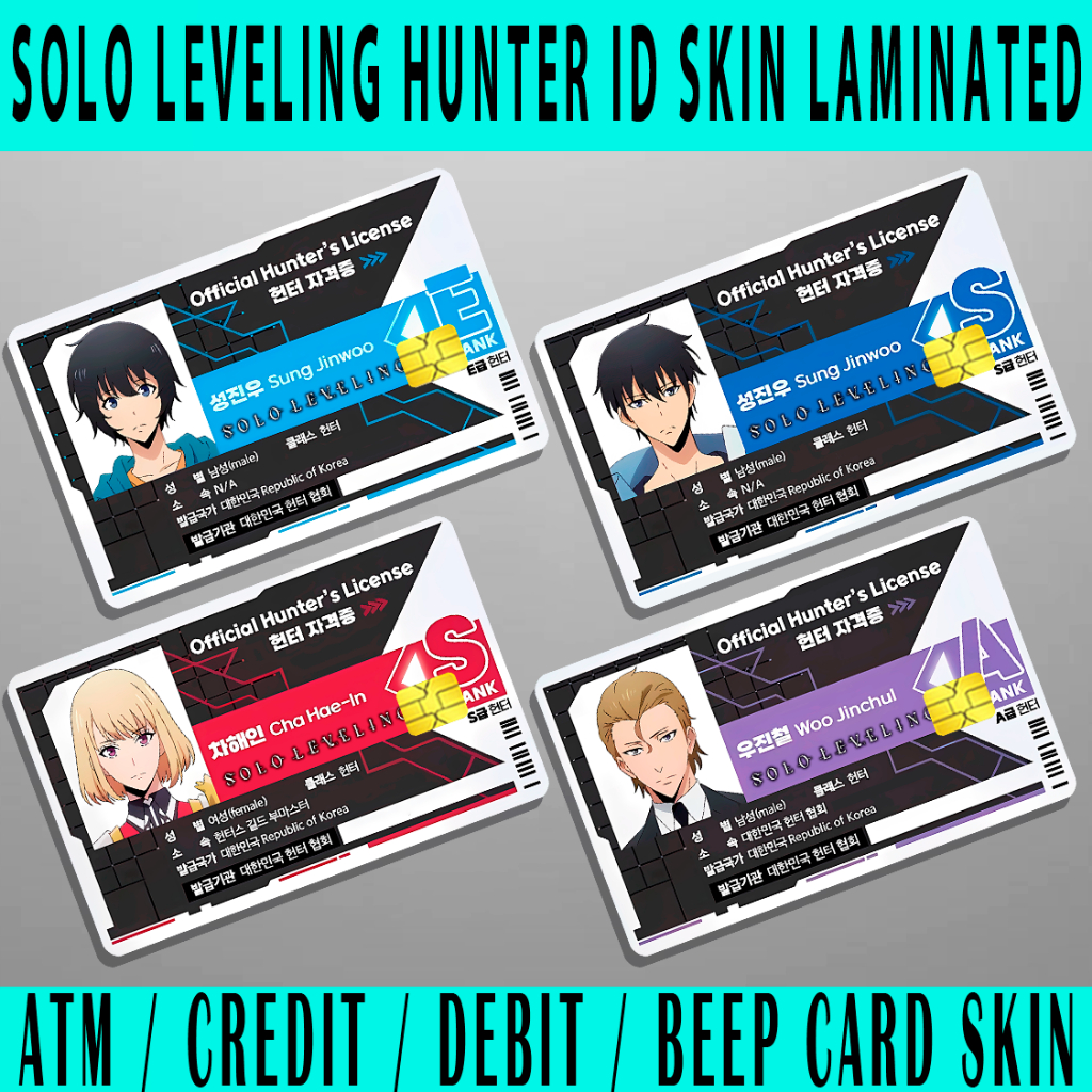 SOLO LEVELING HUNTER ID Card Sticker - Vinyl Matte Laminated Waterproof ...