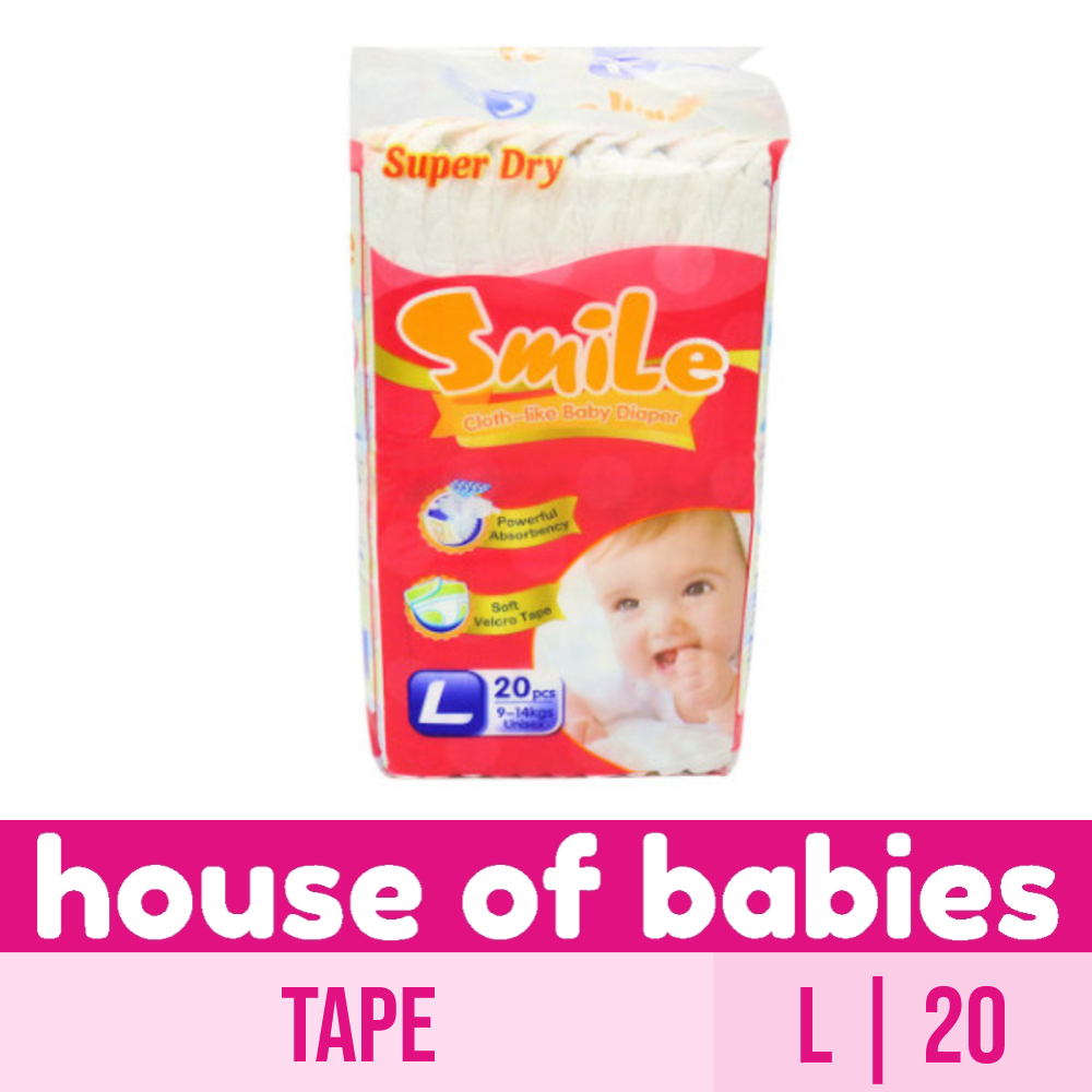 Smile Cloth-like Tape Baby Diapers Large 20 - Tape Baby Diapers ...