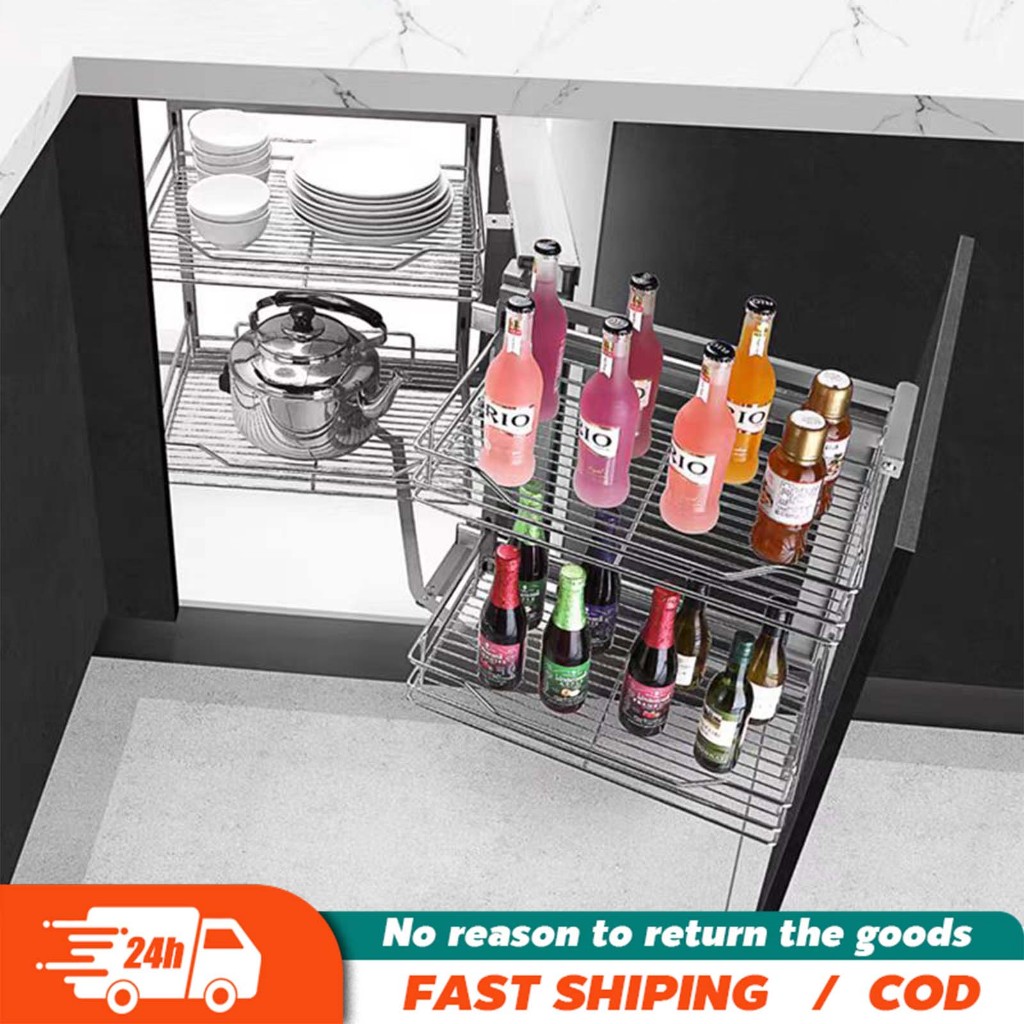 Corner Pull Out Basket Kitchen Stainless Magic Corner Wire Basket ...