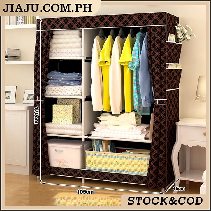 COD Zipper Wardrobe Cabinet Clothes Storage Heavy Duty lagayan ng damit ...