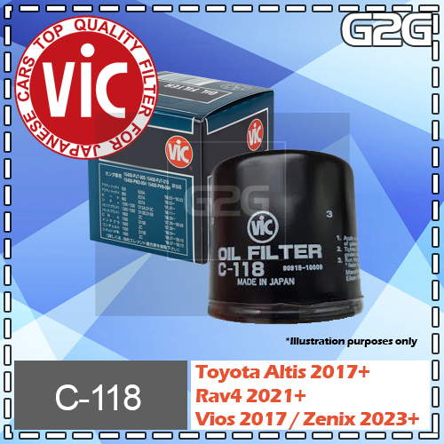 Oil Filter Vic C-118 Toyota Altis 2017 / Rav4 2021 / Vios 2017 / Zenix ...