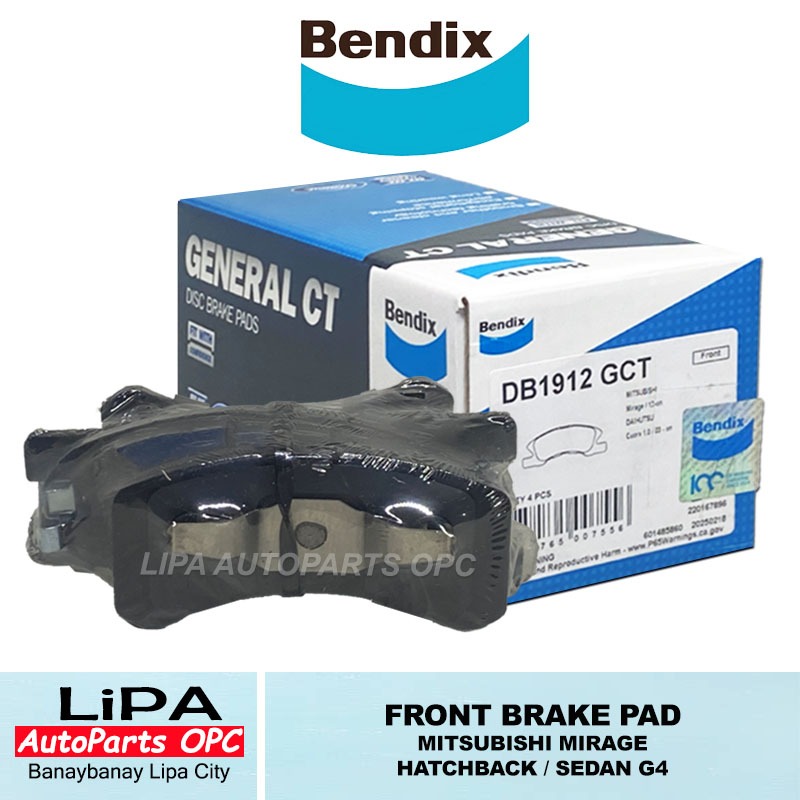 FRONT BRAKE PAD Mitsubishi Mirage Hatchback / G4 2013-2024 BENDIX or ...