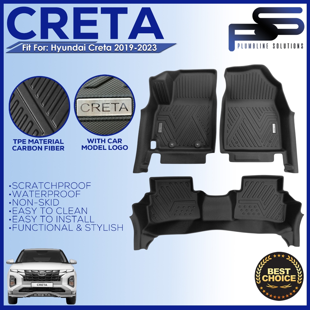 TPE Carbon Fiber / 5D Diamond Deep Dish Matting Hyundai Creta 2022 2023 ...
