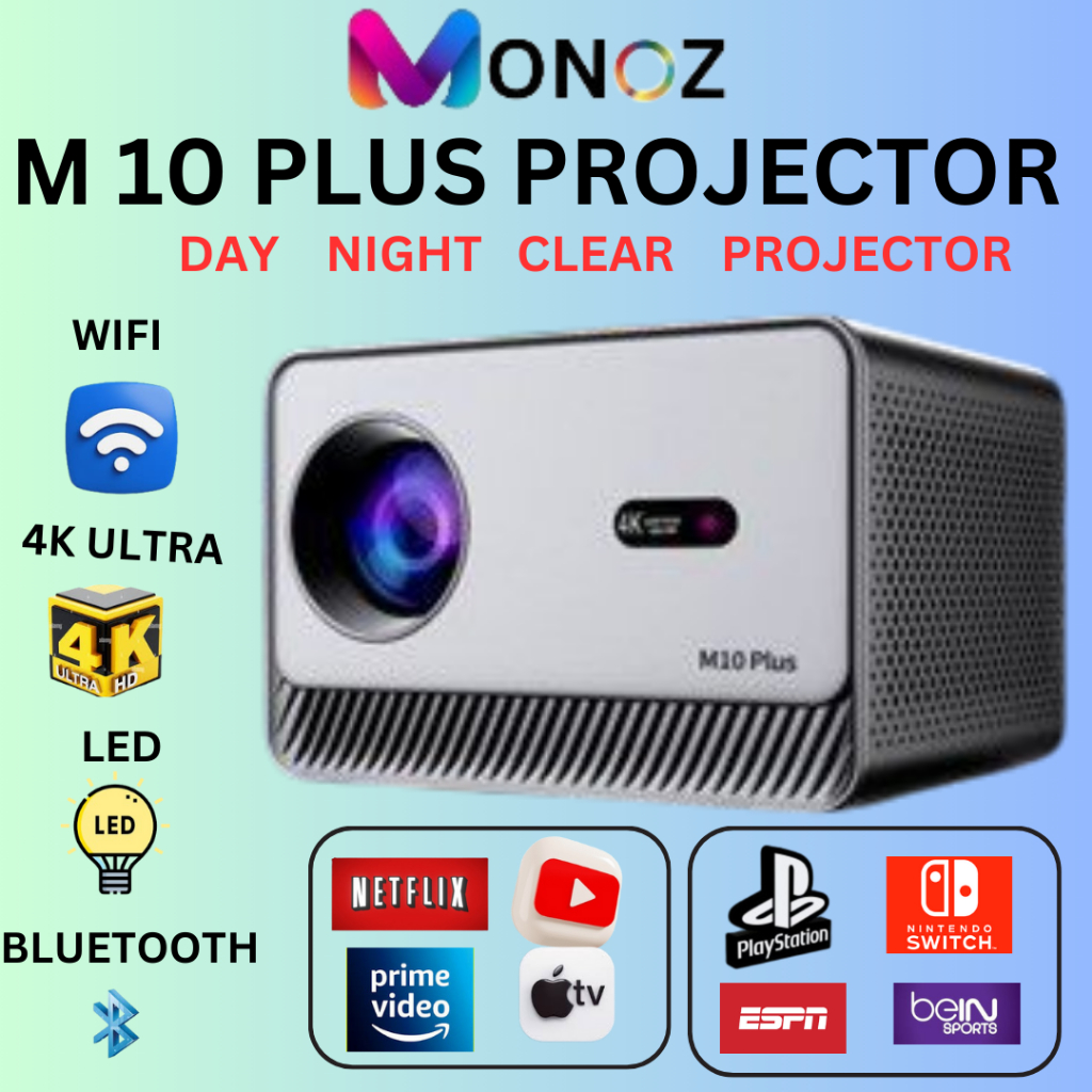MONOZ M10/M10 Plus Projector 4K Android 11 | 200 ANSI Lumens | BT5.0 ...