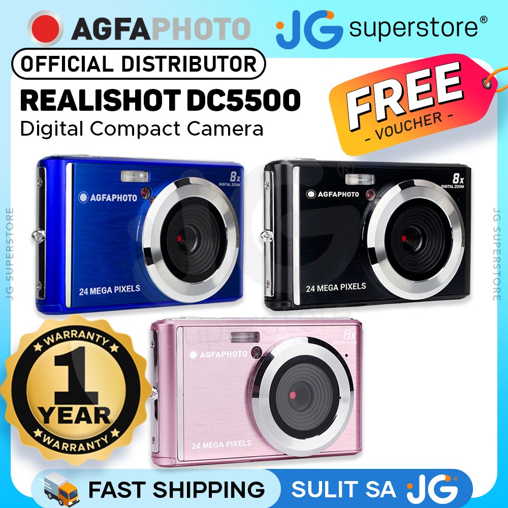 AGFAPHOTO RealiShot (DC5500) 24MP 64GB Digital Camera 8x Zoom CMOS ...