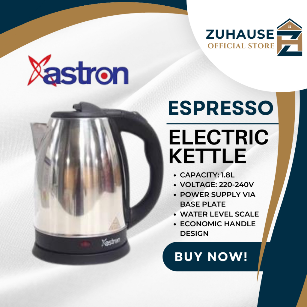 Astron by Zuhause | Espresso 1.8L Electric Kettle (Silver) | 220-240V ...