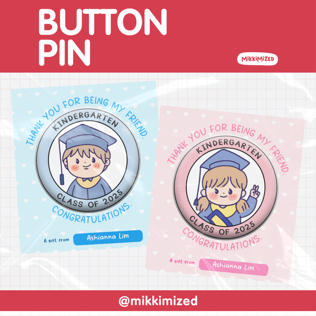 BUTTON PIN Class of 2025 Kindergarten Preschool Nursery Kinder ...
