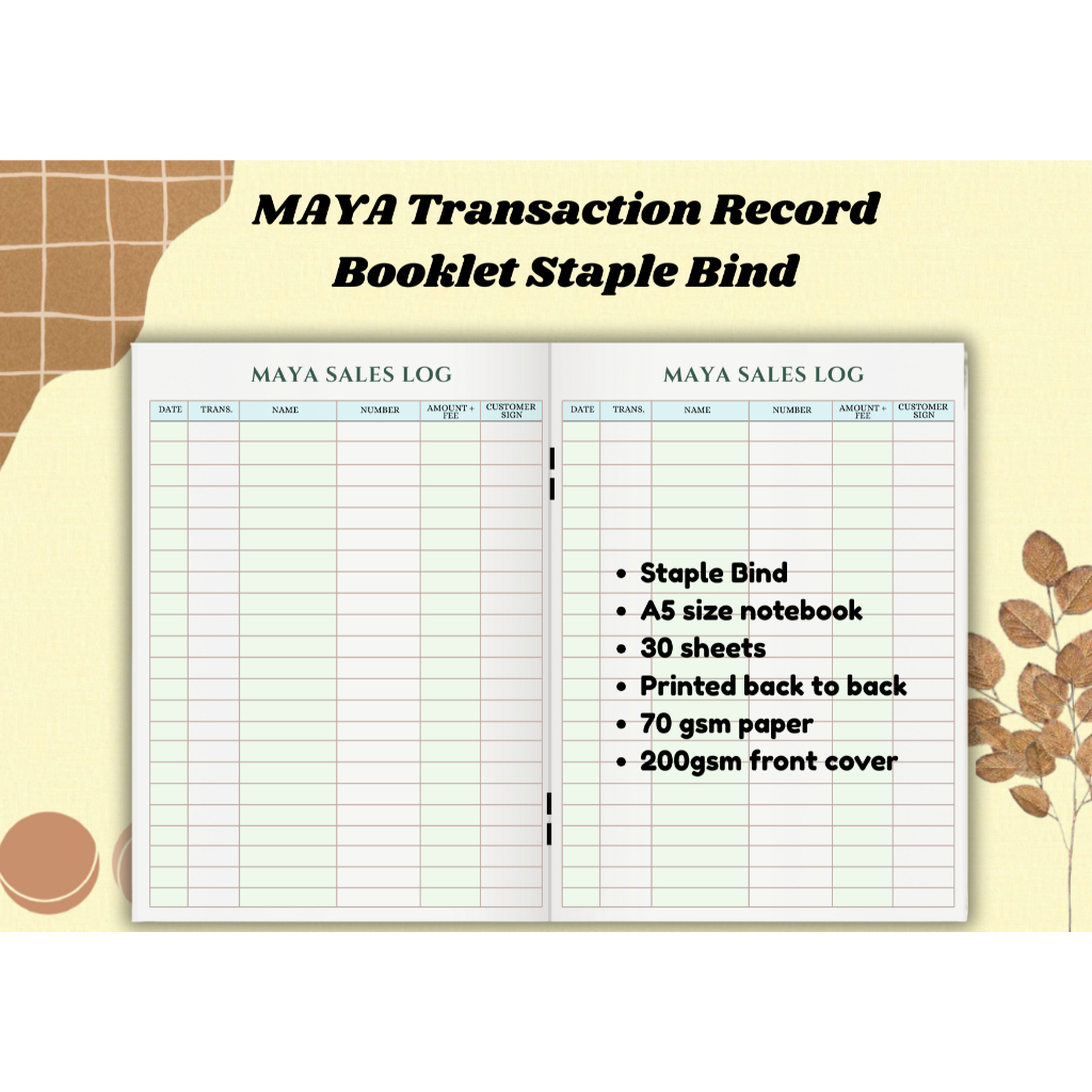 Paymaya Maya Cash In Cash Out Transaction Record Booklet Staple Bind ...