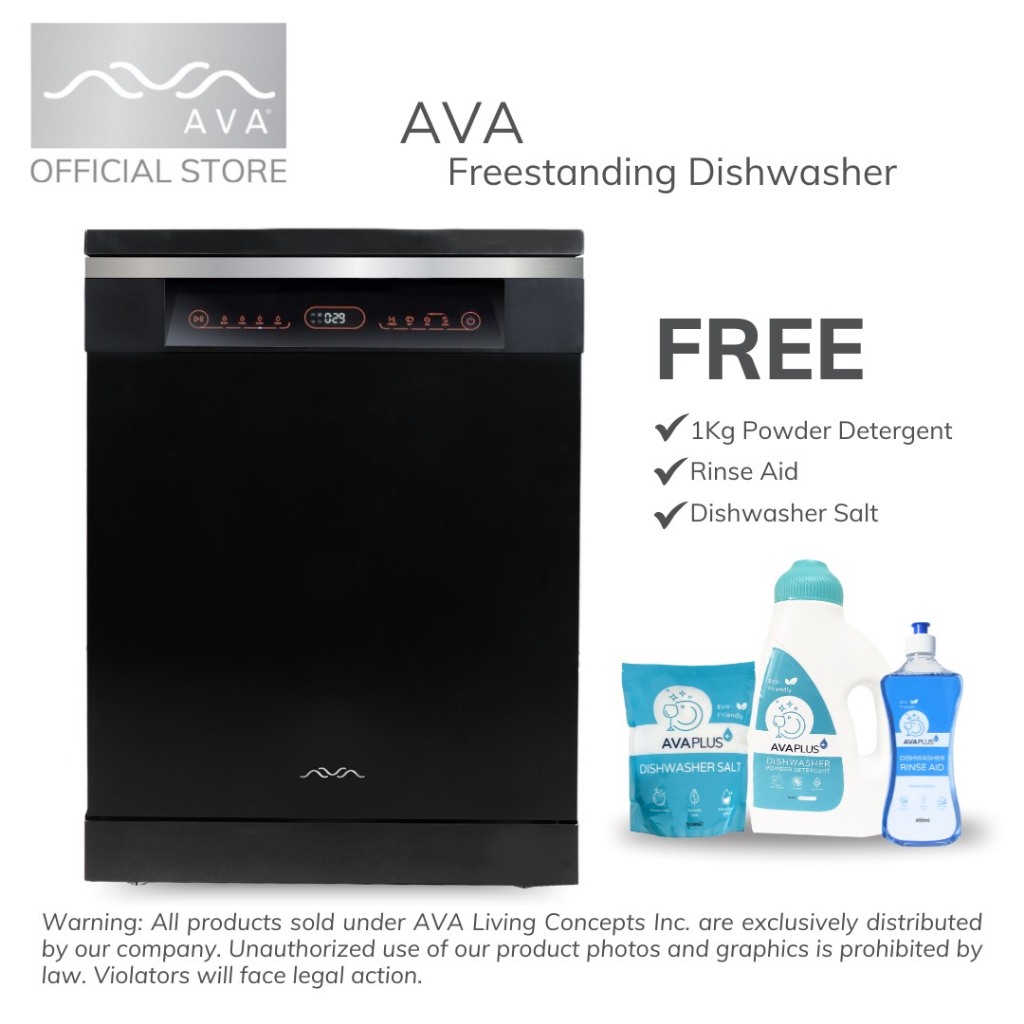 AVA 16 Sets Freestanding Dishwasher, With detergent, Rinse Aid ...