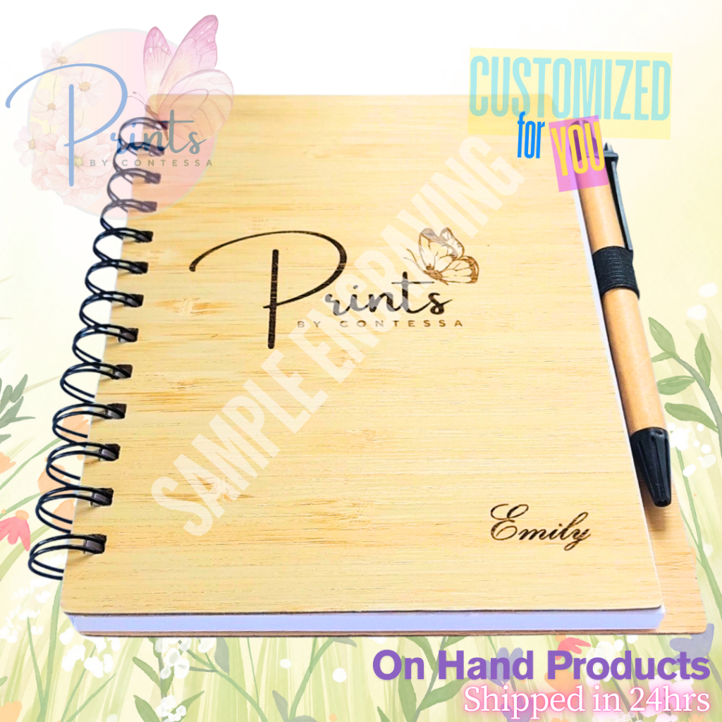 Personalized Laser Engraved Bamboo Notebook with Ballpoint Pen Giveaway ...