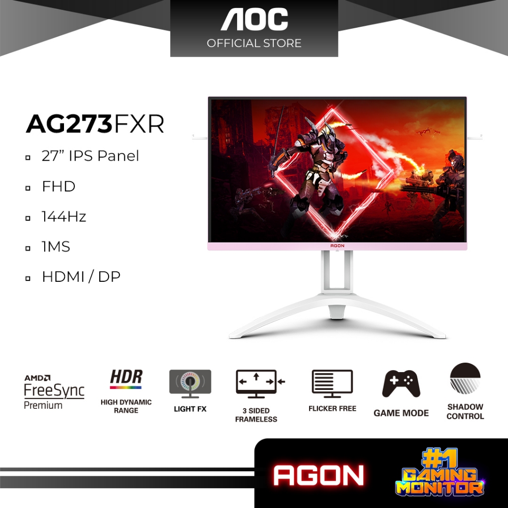 AG273FXR AGON III 27" Premium Gaming Monitor - Pink colour, 144Hz, 1ms ...