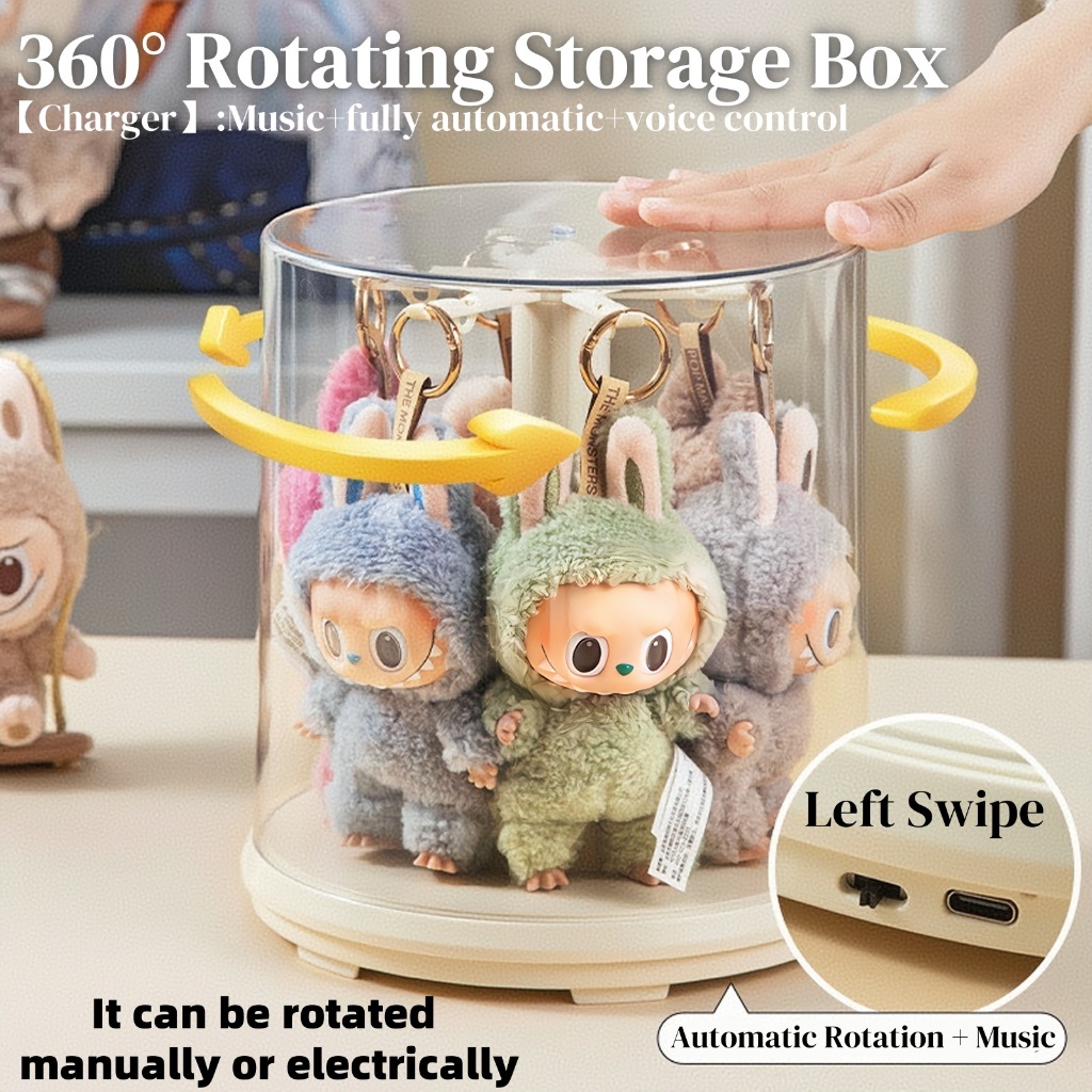 Labubu Pendant Display Box Transparent Electric Rotating Popmart ...