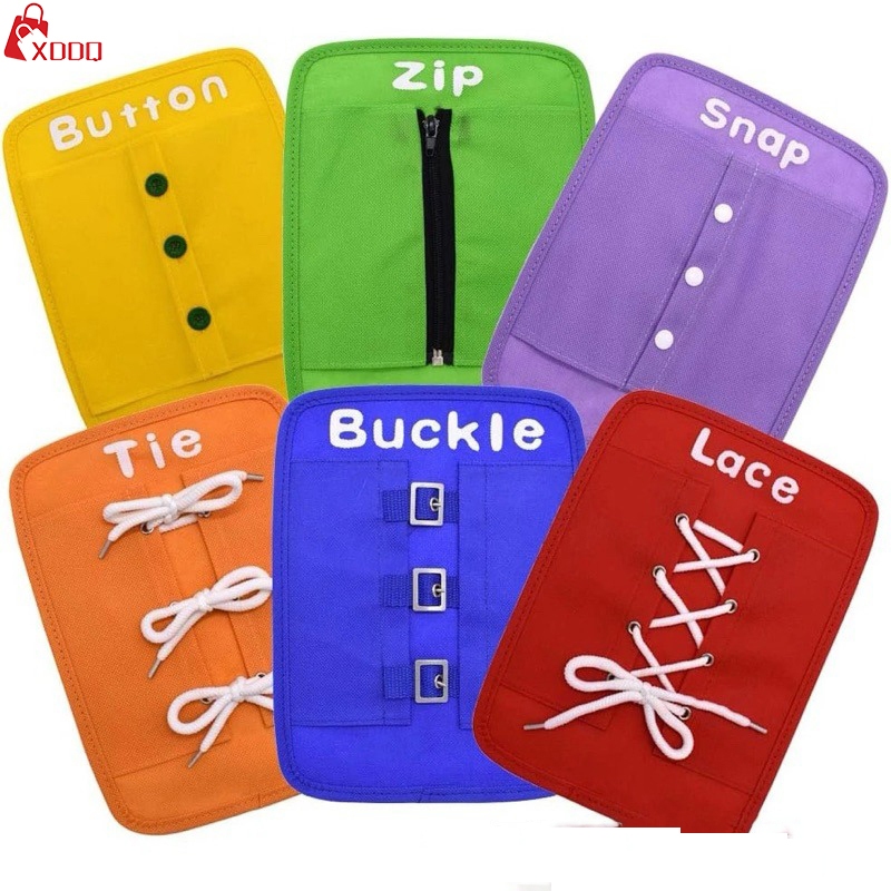 Kids Dressing Practice Board - Montessori Zipper, Snap, Buckle & Shoe ...