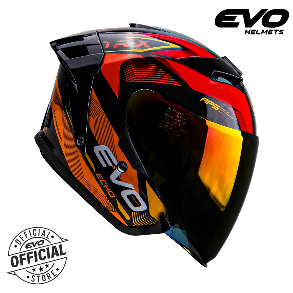 EVO TR-X Echo Half Face Dual Visor Motorcycle Helmet With Free Clear ...