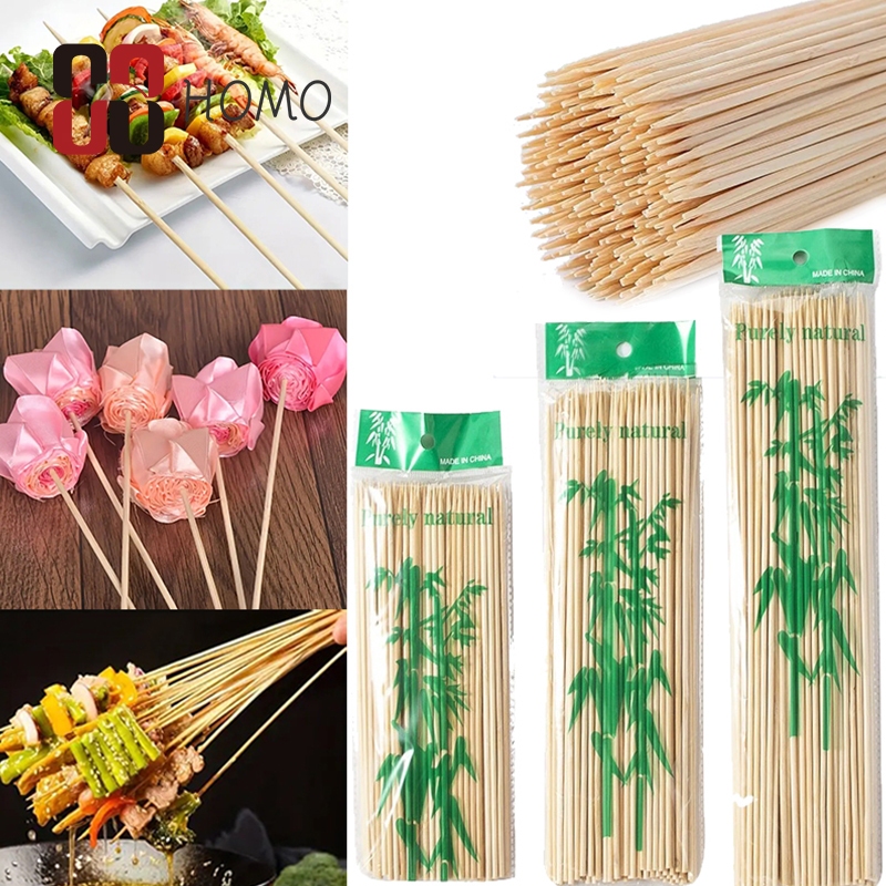 100pcs BBQ Sticks Disposable Barbecue Wood Sticks Barbecue Party Buffet ...
