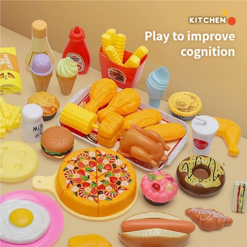 Funtoy Children Toys Kitchen Simulation Fast Food Pizza Family Bucket ...