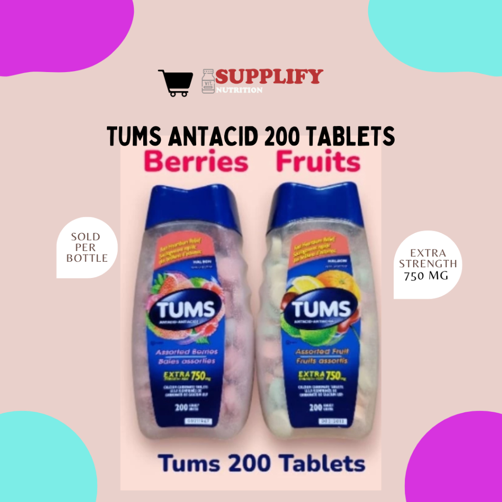 Tums Acid Extra Strength Fruit berries TUM S chewable 750mg 200 TABLETS ...