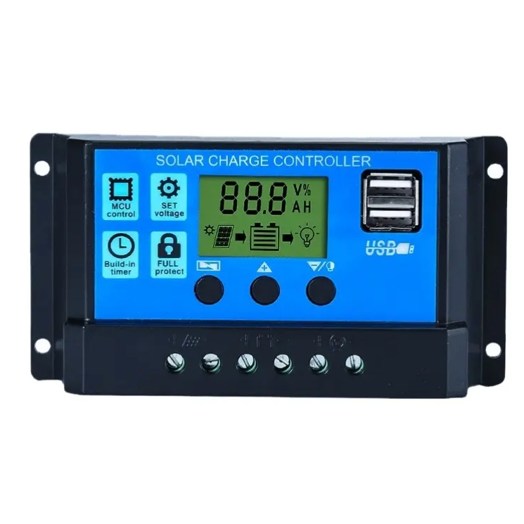 JDSTAR YJSS Solar Charge Controller 10A/20A/30A PWM 12V/24V Solar Controller 5V Dual USB Output ...