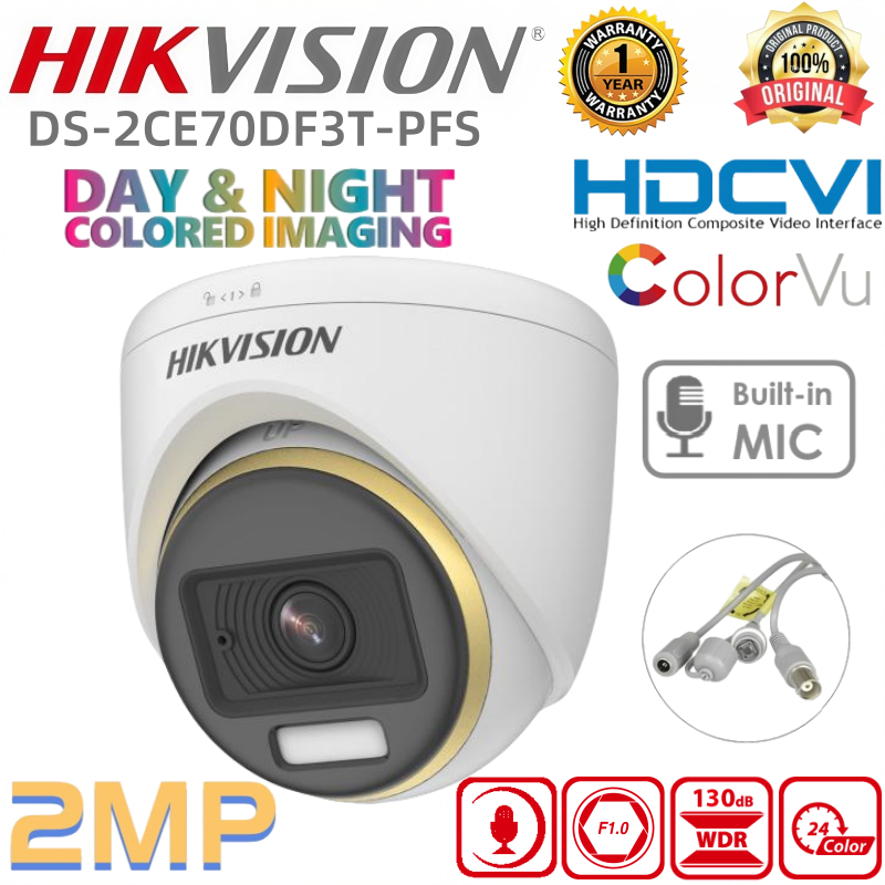 HikVision 2MP ColorVU 4in1 Indoor Fixed Dome Analog CCTV Camera With ...