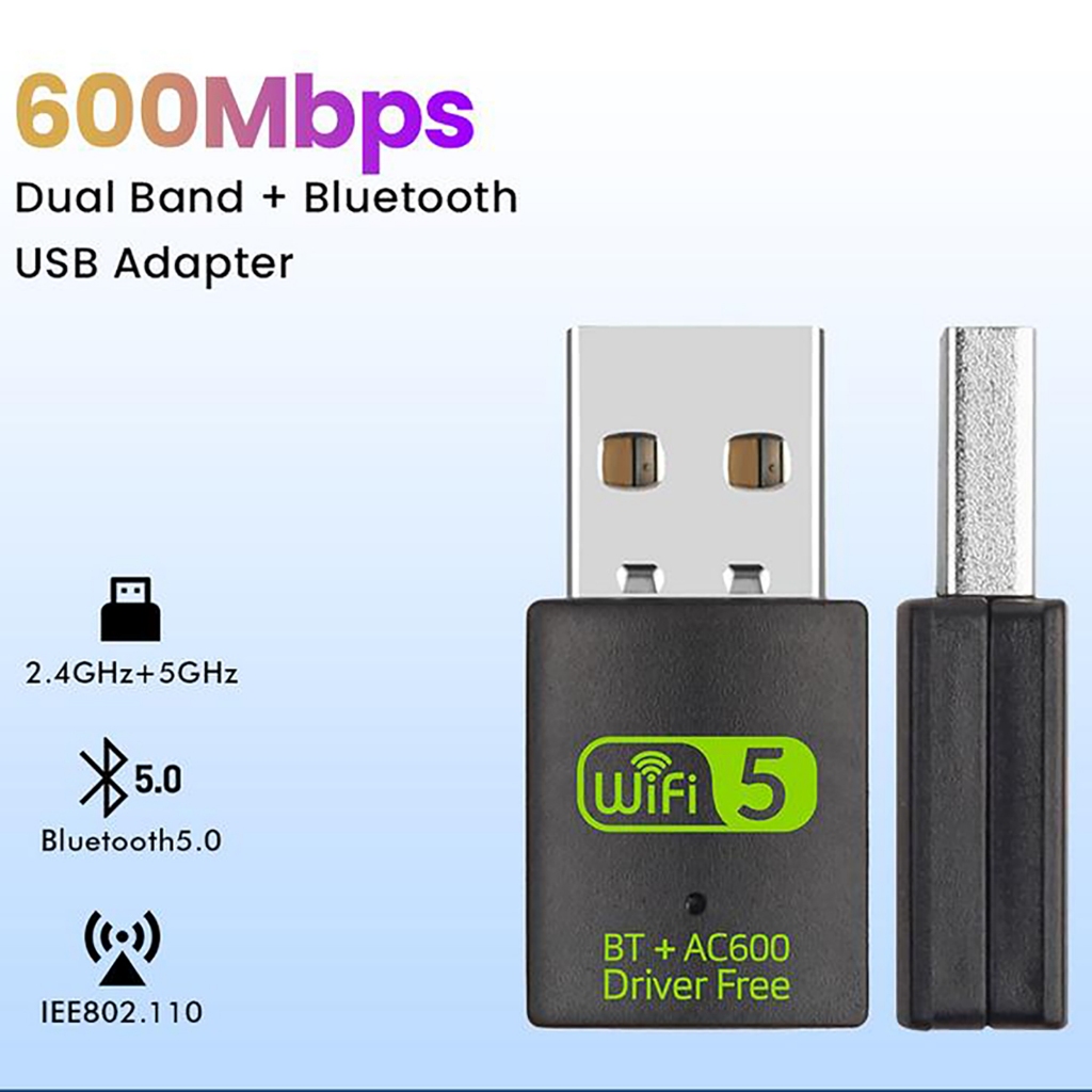 2in1 Wi-Fi + Bluetooth Dongle USB Adapter Wireless Network 2.4G/5G Dual ...