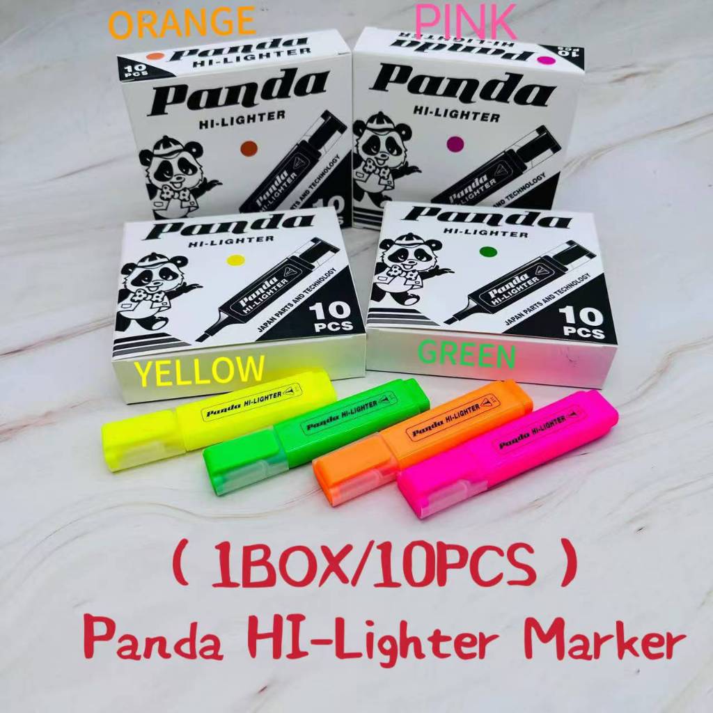 (1BOX/10PCS ) Panda HI-Lighter Marker for School and Office COLOR IN ...