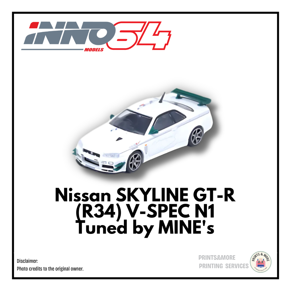 INNO64 - Nissan SKYLINE GT-R (R34) V-SPEC N1 Tuned by "MINE's" | Diecast Collector's Toy ...