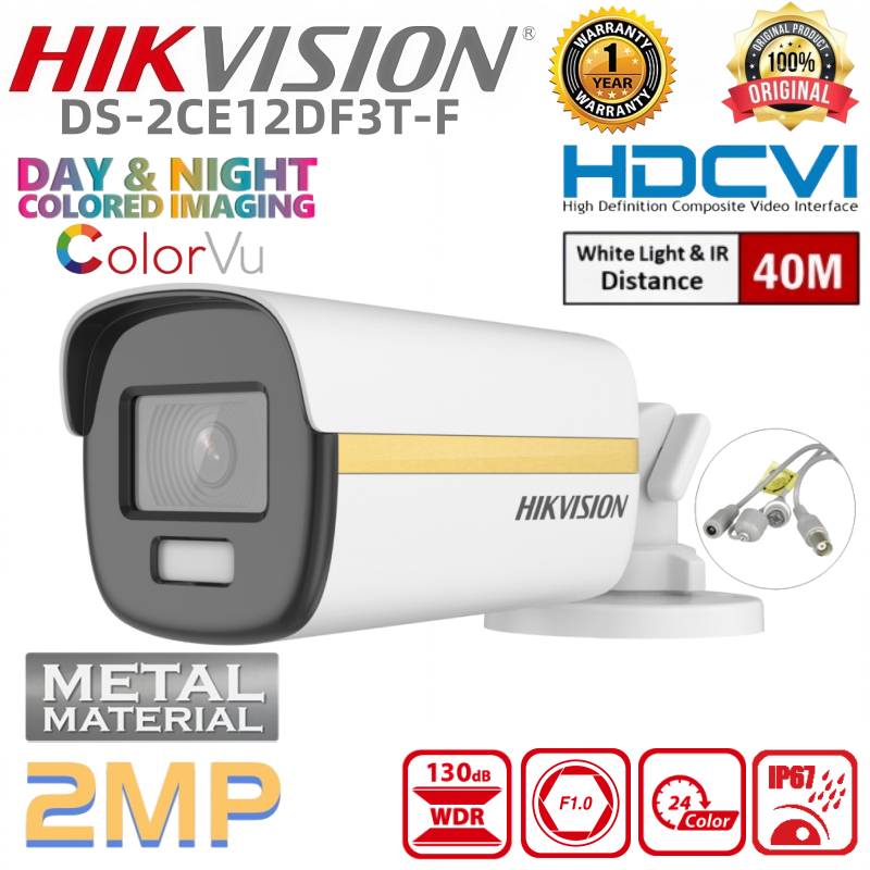 HIKVISION CCTV 2MP Camera ColorVu 4in1 IR 40M White Light Range Outdoor ...