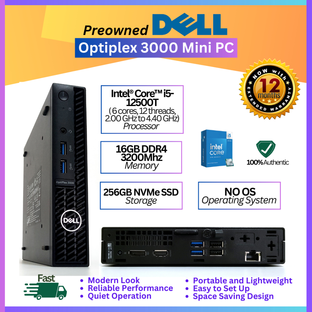 Dell OptiPlex 3000 Micro Mini PC i5 12th Gen 16GB RAM 256GB SSD | Ultra ...