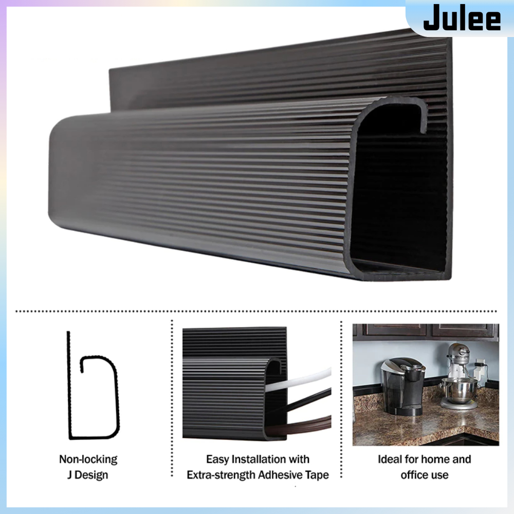 Cable Management Under Desk Cable Raceway Black Self-Adhesive Cable ...