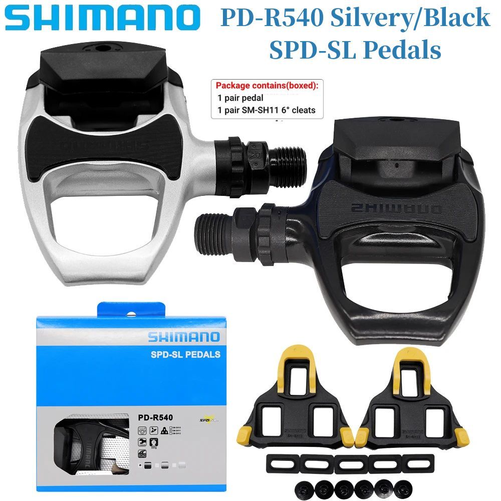 SHIMANO PD-R540 Road Bike Riding Self-locking Pedal Lock with Yellow ...