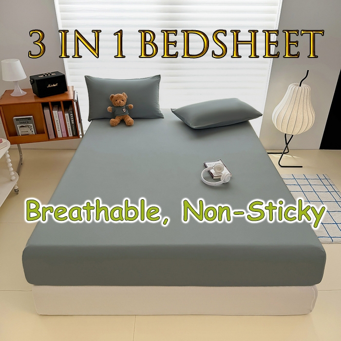3in1 Bedsheet Fitted Sheet Plain Colors Full Garterized Brushed ...