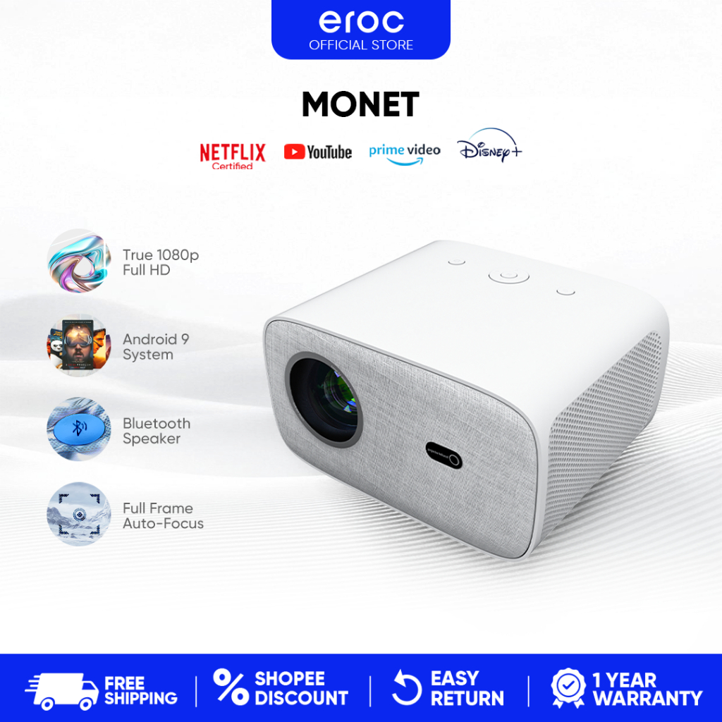 Eroc Monet Projector Auto Focus 1080P 4K Decoding Android9 Home Cinema ...