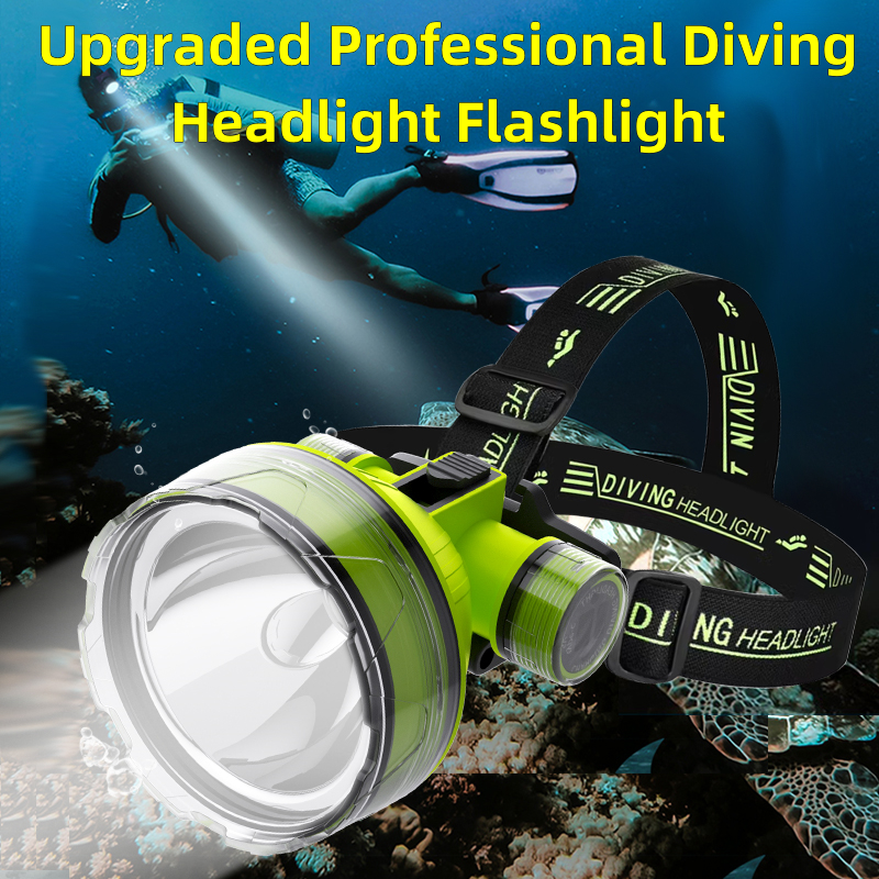 Upgrade Diving Flashlight Headlight Flashlight Rechargeabl Waterproof ...