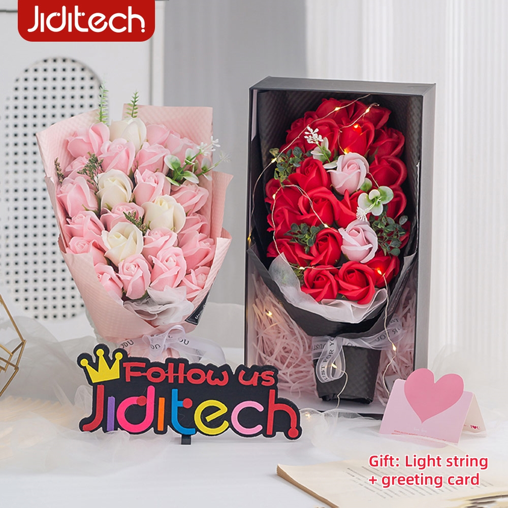 Jiditech 23Pcs Rose Flower Gift Box Soap Rose Bouquet Valentine's day ...