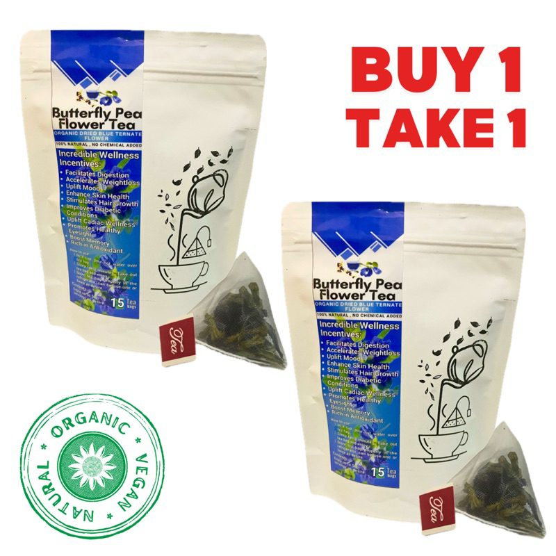Dried Blue Ternate Tea - Organic Butterfly Pea Flower in Pyramid ...