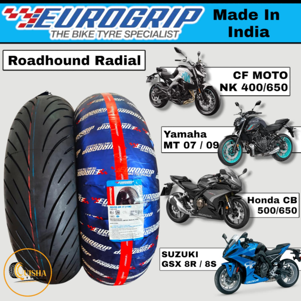 EUROGRIP TIRES ROADHOUND RADIAL Tubeless for 120/70-17 & 160/60-17, 180 ...