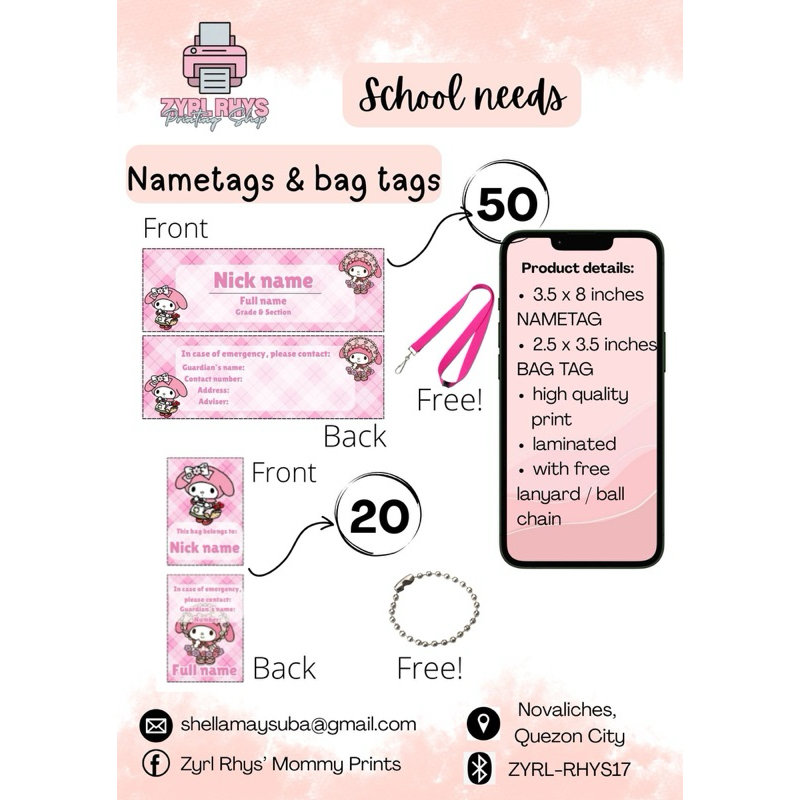 Laminated name tags character name tag personalized name tag | Shopee ...